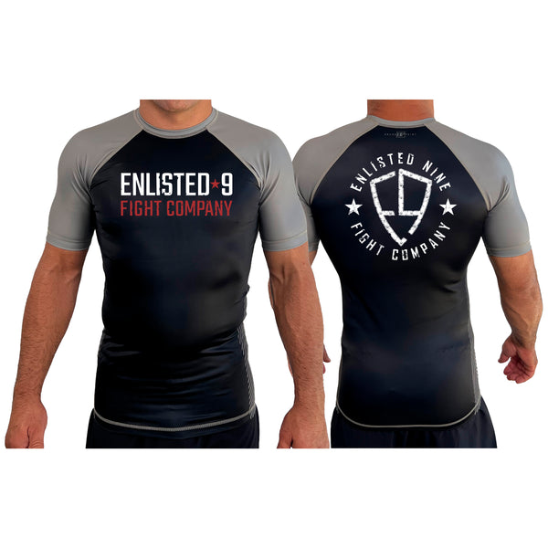 Enlisted Nine All Black Ranked Short Sleeve Rash Guards #8026 A - Break ...