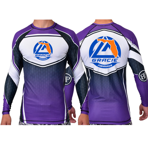 Gracie Fishhawk Jiu-Jitsu Academy Ranked Long Sleeve Rash Guards #8029 ...