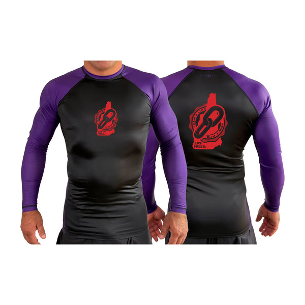Team Link All Black Ranked Long Sleeve Rash Guards #8049 C (Red ...