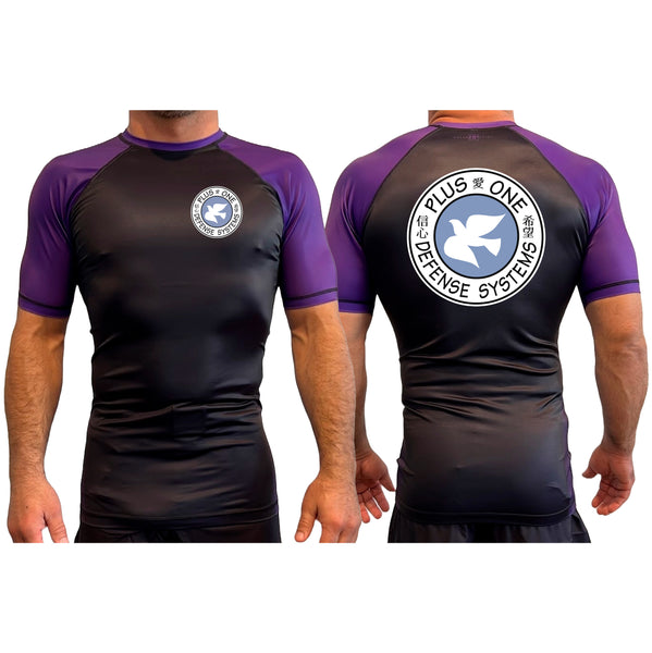 Plus One Defense Systems All Black Ranked Short Sleeve Rash Guards #80 ...