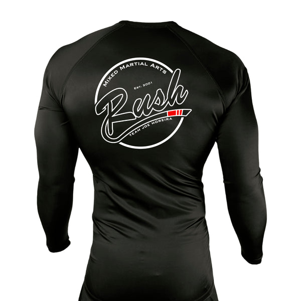Rush Mixed Martial Arts All Black Custom Rash Guards Long Sleeves #806 ...