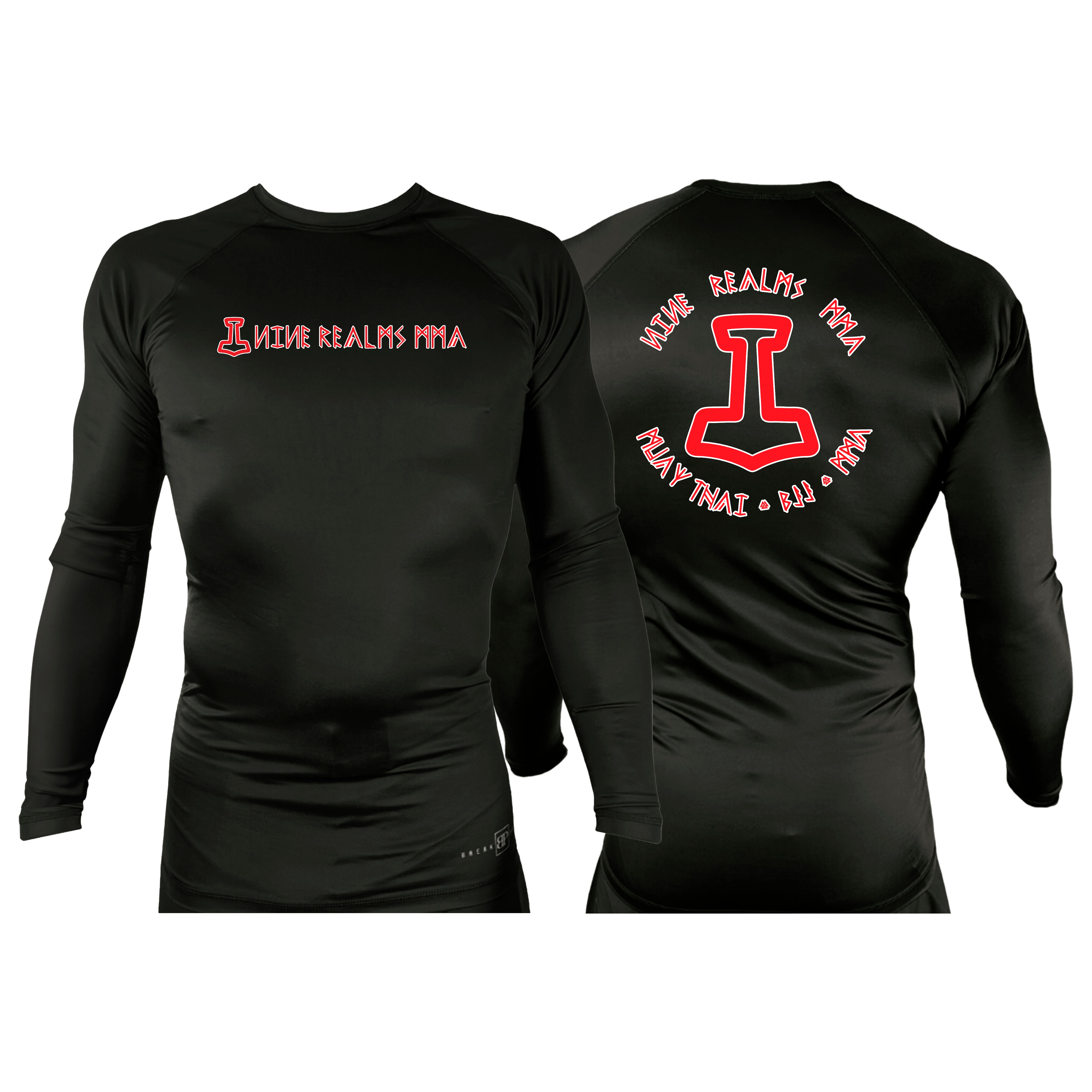 Nine Realms MMA All Black Custom Rash Guards Long Sleeves #8080 A ...