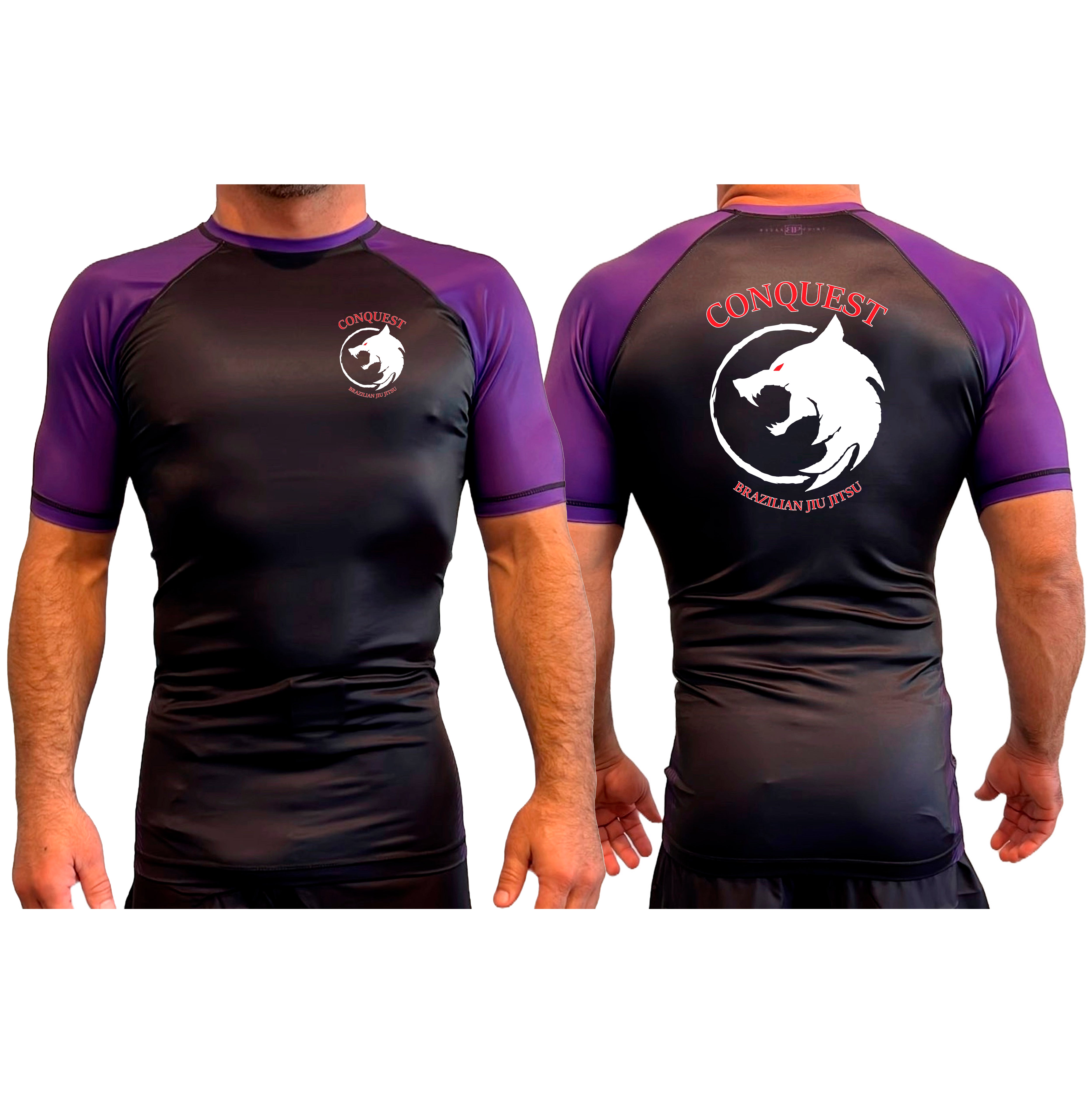 Conquest BJJ All Black Ranked Short Sleeve Rash Guards #8082 A - Break ...
