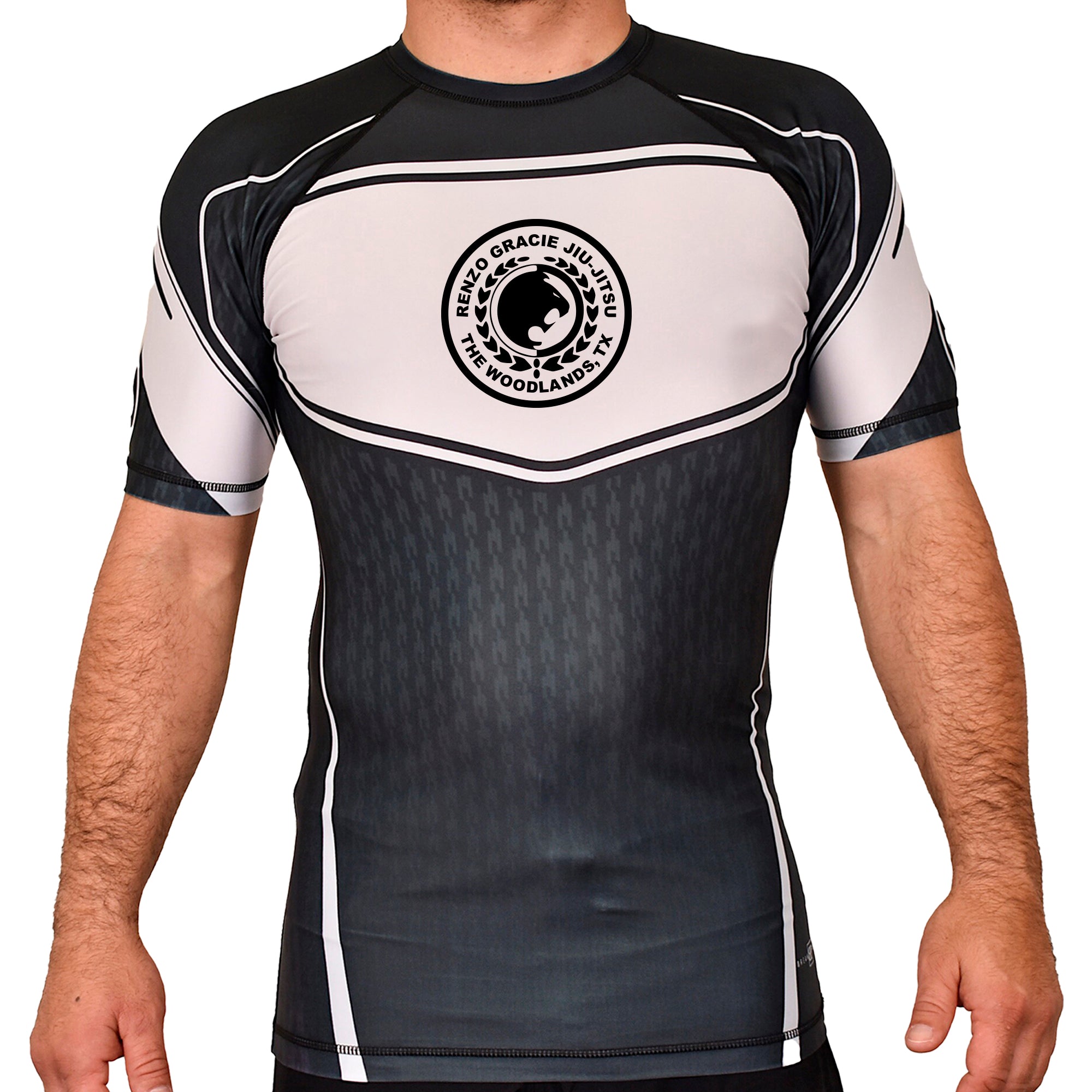 Renzo Gracie The Woodlands Academy Rash Guards Black/White #8085 A ...