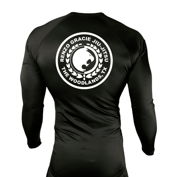 Renzo Gracie The Woodlands All Black Custom Rash Guards Long Sleeves ...