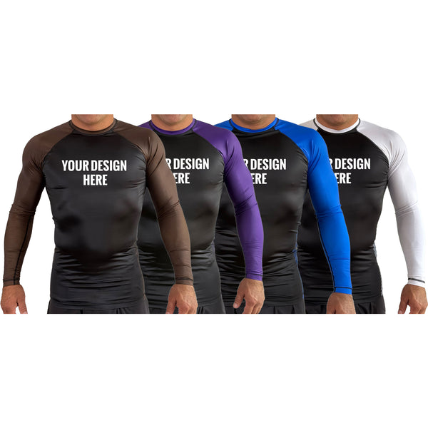 All Black Ranked Long Sleeve Rash Guards - Break Point FC
