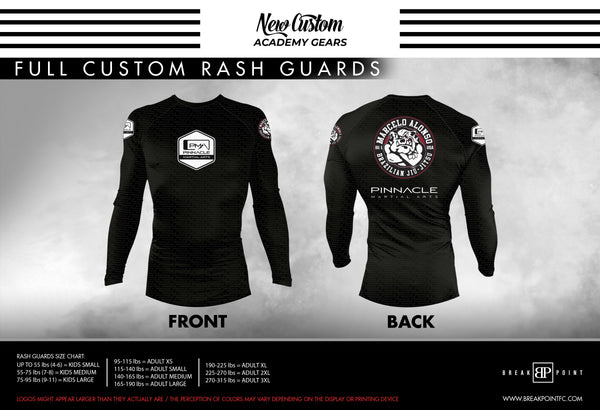 Pinnacle Martial Arts Full Custom Rash Guards Long Sleeves #885 A ...