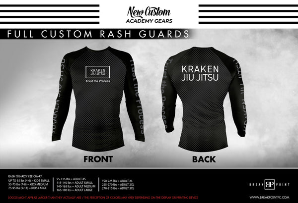 Kraken Jiu Jitsu Full Custom Rash Guards Long Sleeves #791 A - Break ...