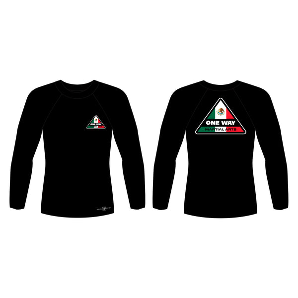 One Way Mexico All Black Rash Guards Long Sleeves - Break Point FC