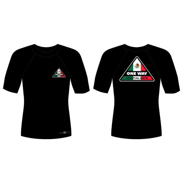 One Way Mexico All Black Rash Guards Short Sleeves - Break Point FC
